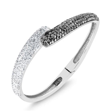 Black And White Crystal Bangle Bracelet Tanga