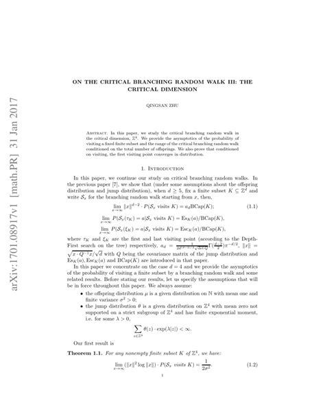 Pdf On The Critical Branching Random Walk Iii The Critical Dimension