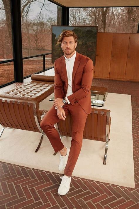 Men Rust Suit Rustic Beach Wedding Suit Rustic Groomsmen Suit Gift For Men Slim Fit Suit
