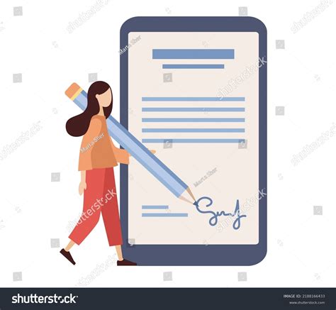 Digital Signature Concept Business Woman Signing Stock Vector Royalty Free