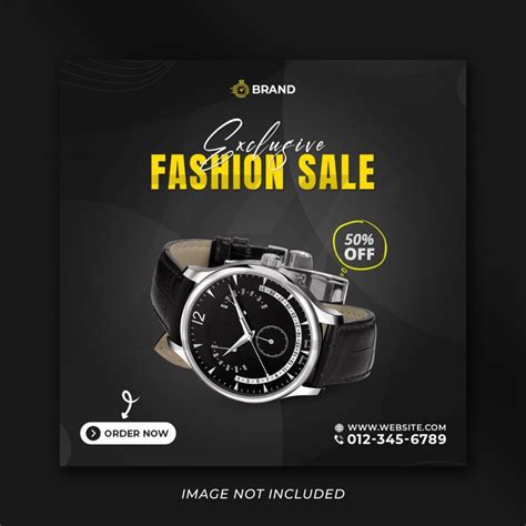 دانلود قالب پست اینستاگرام رنگ تیره طرح فروش ساعت دانلود رایگان فایل لایه باز، Psd، وکتور