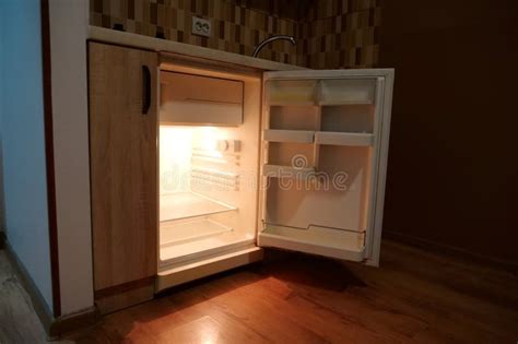 Mini Fridge With Open Door In Kitchen Stock Image Image Of Home