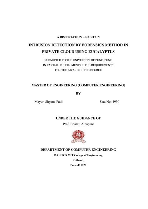 Pdf Intrusion Detection By Forensics Method In Private Cloud Using Eucalyptus Pg Thesis