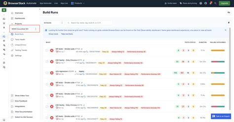 New Dashboard In Automate Browserstack Docs