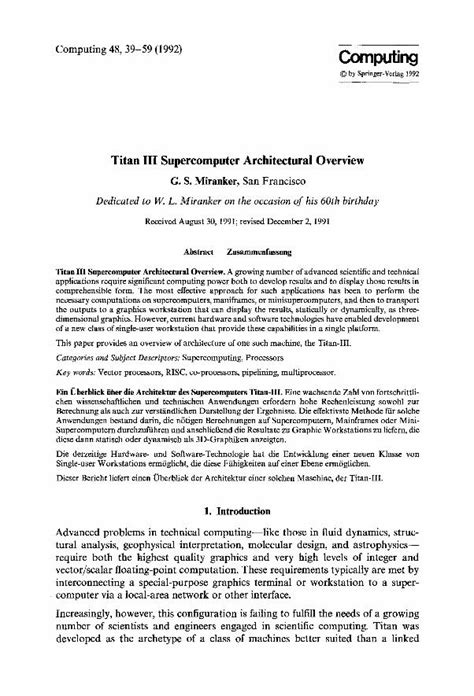 Pdf Titan Iii Supercomputer Architectural Overview Dokumen Tips