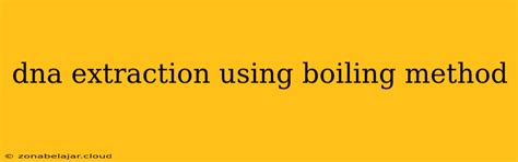 Dna Extraction Using Boiling Method