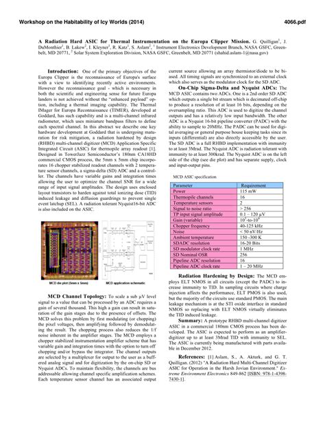 Pdf A Radiation Hard Asic For Thermal Instrumentation On The Europa
