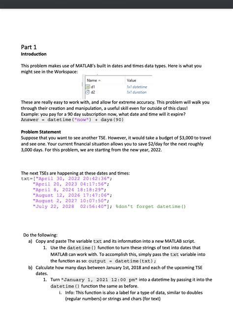 matlab work part 1 introduction this problem makes use of course hero