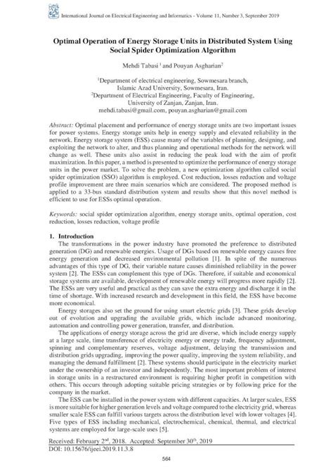 Pdf Optimal Operation Of Energy Storage Units In Distributed · Applications The Important