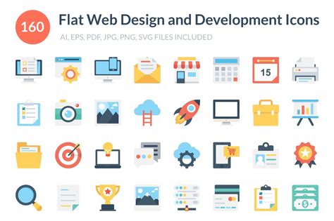 Flat Web Design And Development Icon Icons ~ Creative Market
