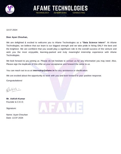 Ayan Chouhan On Linkedin Datascience Internship Carrergrowth Afametechnologies