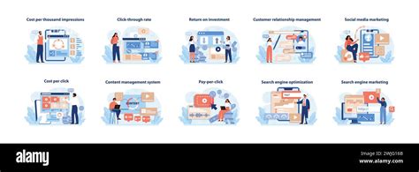 Online Advertising Metrics Vector Set A Detailed Visual Series