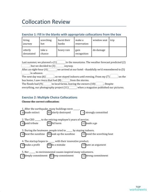 Collocation Review Interactive Worksheet Topworksheets