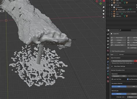 flip fluids passing trough obstacle object water particles and physics simulations blender