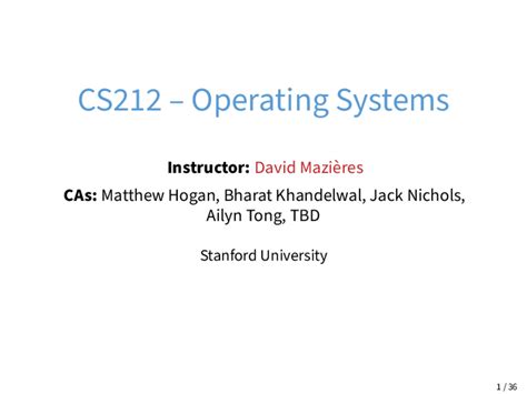 Cs212 Operating Systems Course Information Lecture Notes Microwave