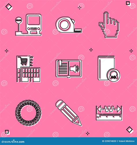 Set Bus Stop Roulette Construction Pixel Hand Cursor Mall Supermarket Building Audio Book