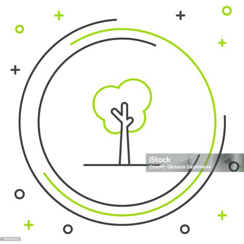 검은 색과 녹색 선 흰색 배경에 고립 된 나무 아이콘입니다 숲 기호입니다 다채로운 윤곽선 개념 벡터 일러스트 0명에 대한 스톡