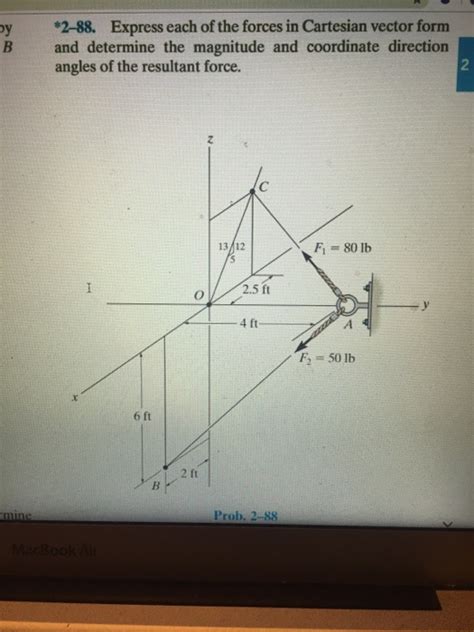 Solved Oy 2 88 Express Each Of The Forces In Cartesian