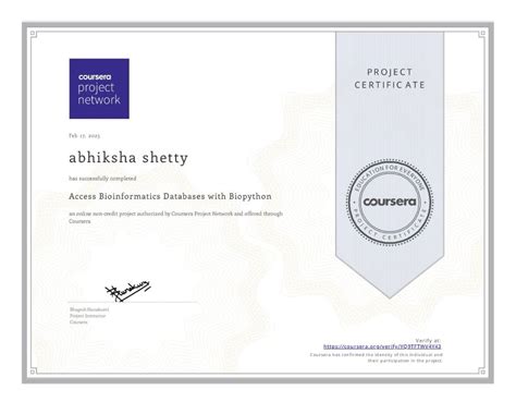 Biopython Bioinformatics Databases Coursera Abhiksha S