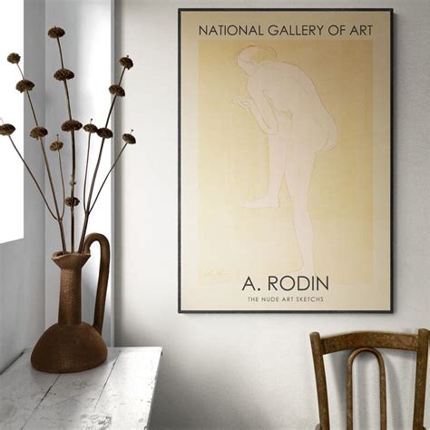 Naked Woman Bending Over Vintage Nude Illustration Auguste Rodin