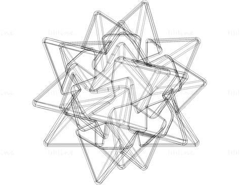 Wireframe Shape Compound Of Five Tetrahedra 3d Print Model