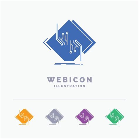 board chip circuit network electronic 5 color glyph web icon