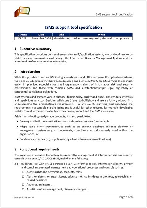 Specifying And Selecting An Iso 27001 Isms Support Tool