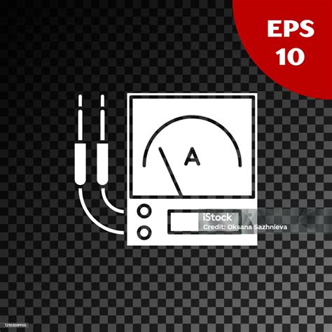 투명 한 어두운 배경에 격리 된 흰색 암페어 미터 멀티 미터 볼트 미터 아이콘 전류 측정을 위한 계측기 벡터 일러스트레이션 계측기 교정에 대한 스톡 벡터 아트 및 기타