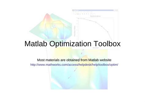 Pdf Matlab Optimization Toolbox National Tsing Hua