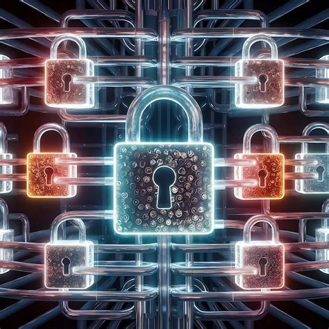 Intricate Glowing Locks Secure A Futuristic Network In The Void Premium Ai Generated Image