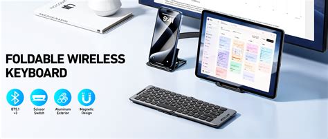 Puechaxe Foldable Bluetooth Keyboard With Stand Holder Rechargeable Pocket Size