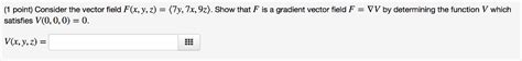 Solved 1 Point Consider The Vector Field F X Y Z 7y