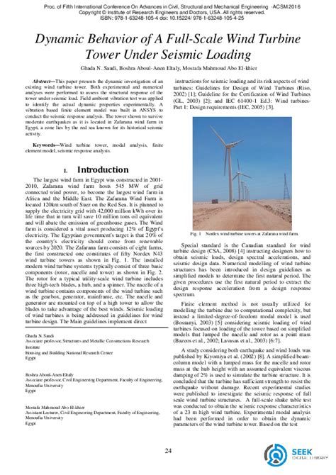 Pdf Dynamic Behavior Of A Full Scale Wind Turbine Tower Under Seismic Loading