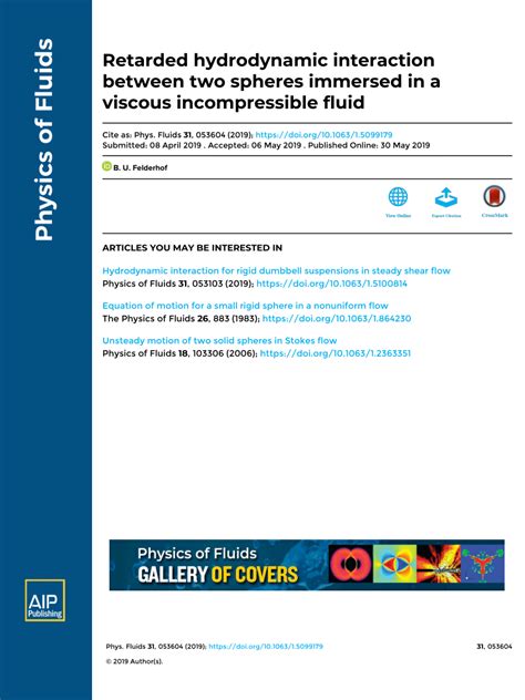 Pdf Retarded Hydrodynamic Interaction Between Two Spheres Immersed In A Viscous Incompressible