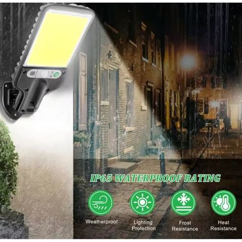 Комплект 2 Led соларни лампи 117 Led Cob 30w сензор за движение дистанционно управление 3