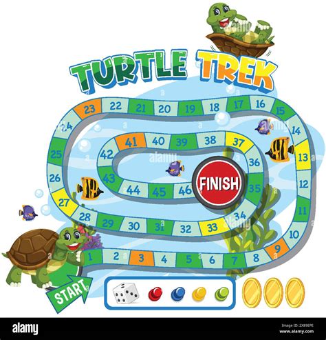 Colorful Turtle Themed Board Game With Dice And Tokens Stock Vector Image And Art Alamy