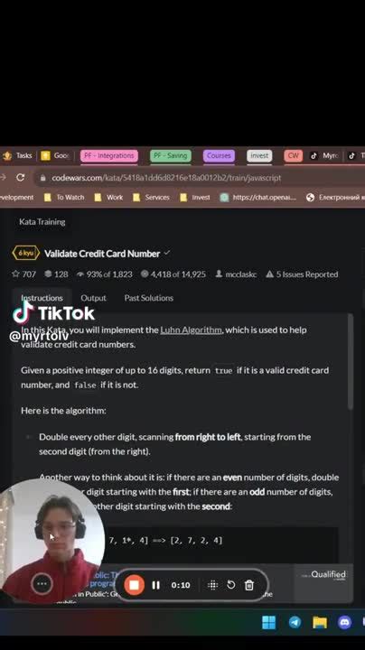 Myroslav Toloshnyi On Linkedin Code Codewars Kata Programming Algorithms Computerscience