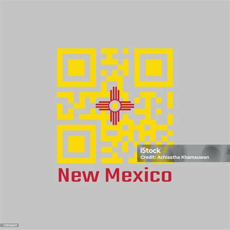 Qr 코드는 뉴 멕시코 국기의 색을 설정합니다 빨간색과 노란색의 오래 된 스페인입니다 노란색에서 빨간색으로 고 대 Zia 태양