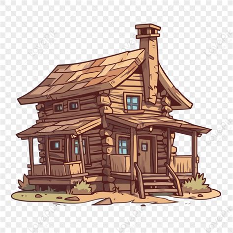 귀여운 통나무 집 외딴 Png 만화 벡터선실png Png 일러스트 무료 다운로드 Lovepik