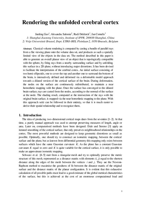 Pdf Rendering The Unfolded Cerebral Cortex