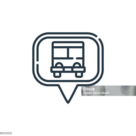 흰색 배경에서 격리된 버스 정류장 벡터 아이콘입니다 개요 웹 사이트 디자인 및 모바일 응용 프로그램 개발을위한 얇은 라인 버스