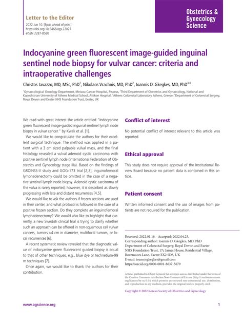 Pdf Indocyanine Green Fluorescent Image Guided Inguinal Sentinel Node Biopsy For Vulvar Cancer