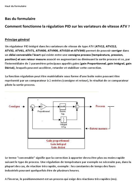 Comment Fonctionne La Régulation Pid Sur Les Variateurs De Vitesse Atv Pdf