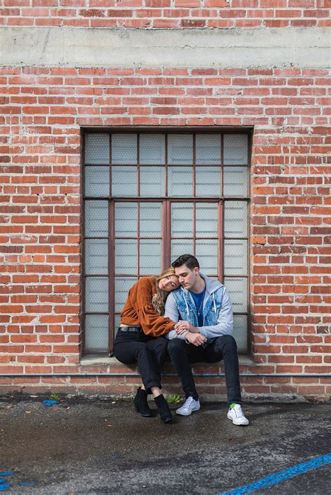 Downtown Redlands Brick Wall Photoshoot Couple Photography Poses