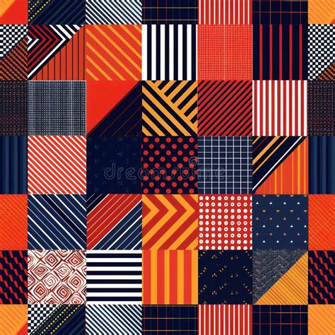 Colorful Geometric Patterns In A Repeating Grid Stock Illustration Illustration Of Fabric