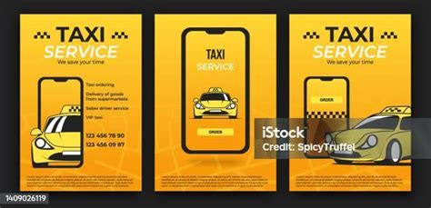택시 포스터 자동차 경주 서비스 전단지 또는 스포츠 배너 레이아웃 배달 광고 프로모션 주문 자동차 앱 택시 드라이브 브로셔 세트