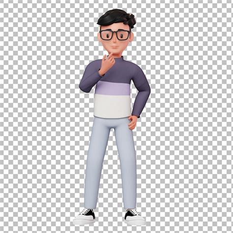 Premium Psd 3d Male Character Thinking Something