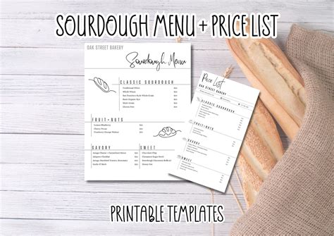 Sourdough Bread Menu Pricing And Options List Custom Bakery Business Sheets Home Baker Canva