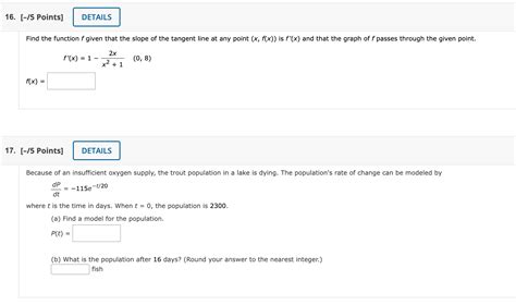 Solved Points DETAILS Find The Function F Given Chegg
