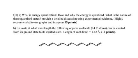 Solved Q1 A What Is Energy Quantization How And Why The